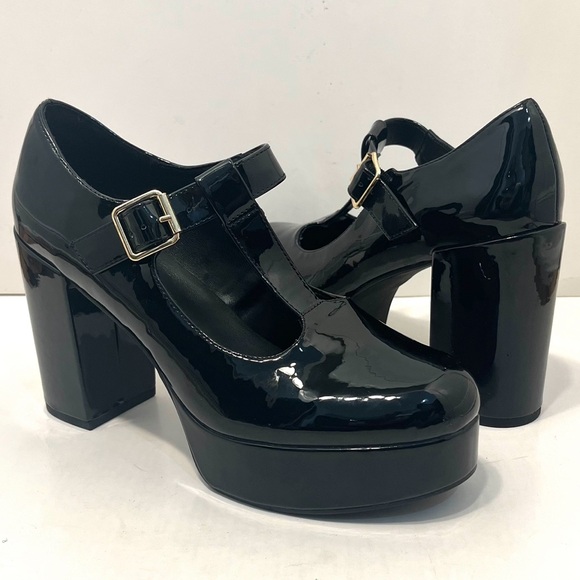 Coutgo | Shoes | Coutgo Platform Block Heel Black Patent Tstrap Mary ...